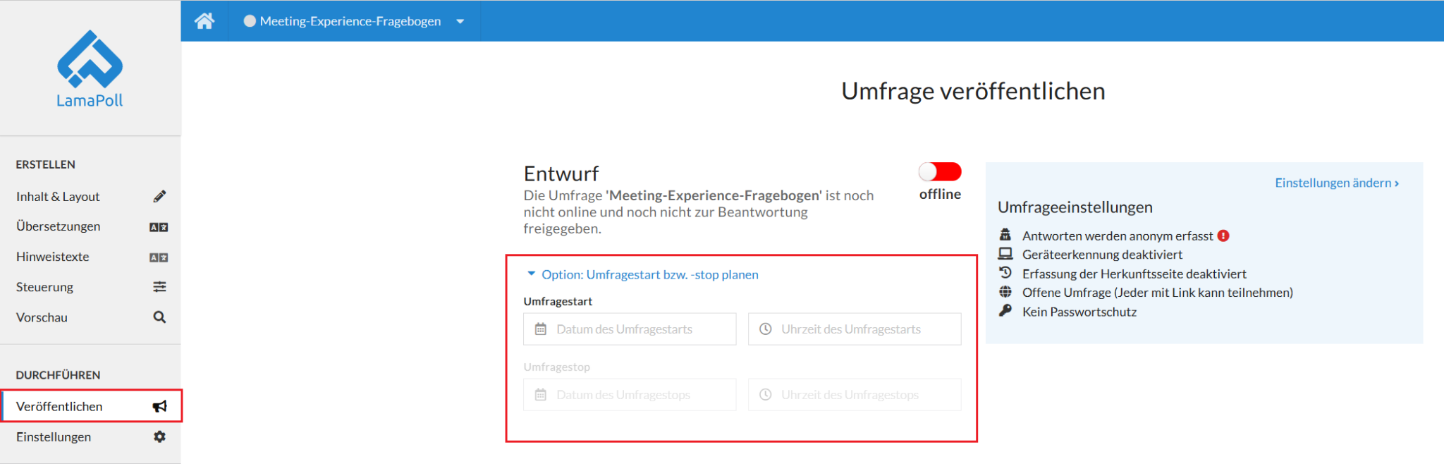 Kann man eine feste Laufzeit für eine Umfrage einstellen? - Blog-LamaPoll